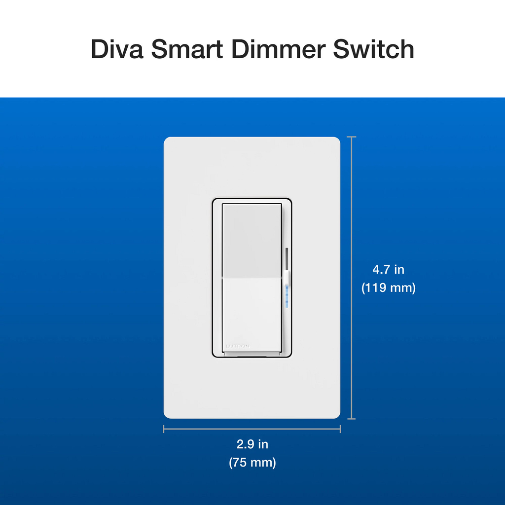 Lutron DVRF-PKG1D-WH Caseta Wireless Diva Smart Dimmer Expansion Kit, w ...