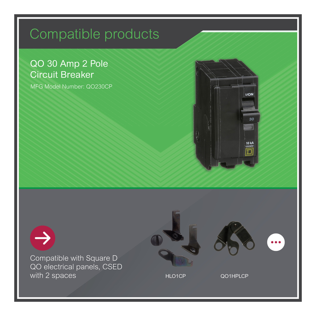 Square D QO230 Miniature Circuit Breaker 30A 120/240V 2P , Plug-In ...