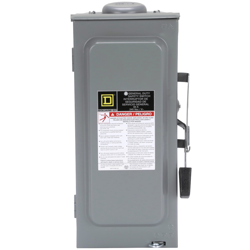 Square D D322NRB Safety Switch Fusible 60A 3P NEMA-3R 240V , Single ...