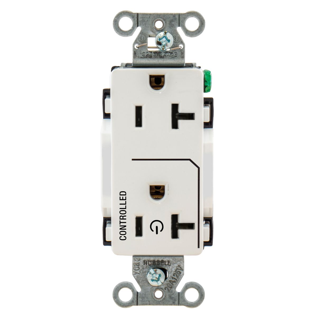 Hubbell DR20C1WHI1/2 CONTROLLED 20A 125V, B/S, DECO, WH | Cooper Electric