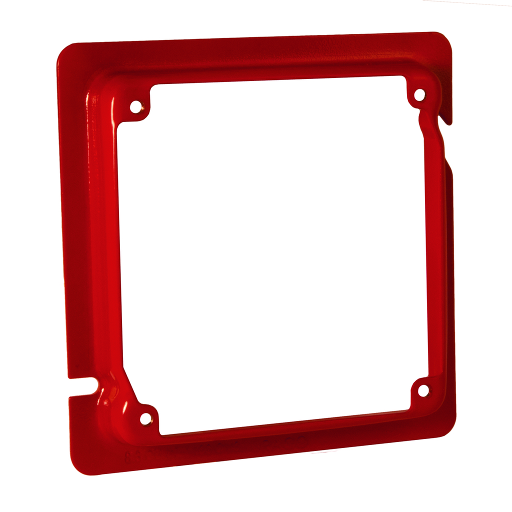 Raco 911-16 4-11/16" x 4" Life Safety Square Adapter Ring, 5/8" Raised, Red | Cooper Electric
