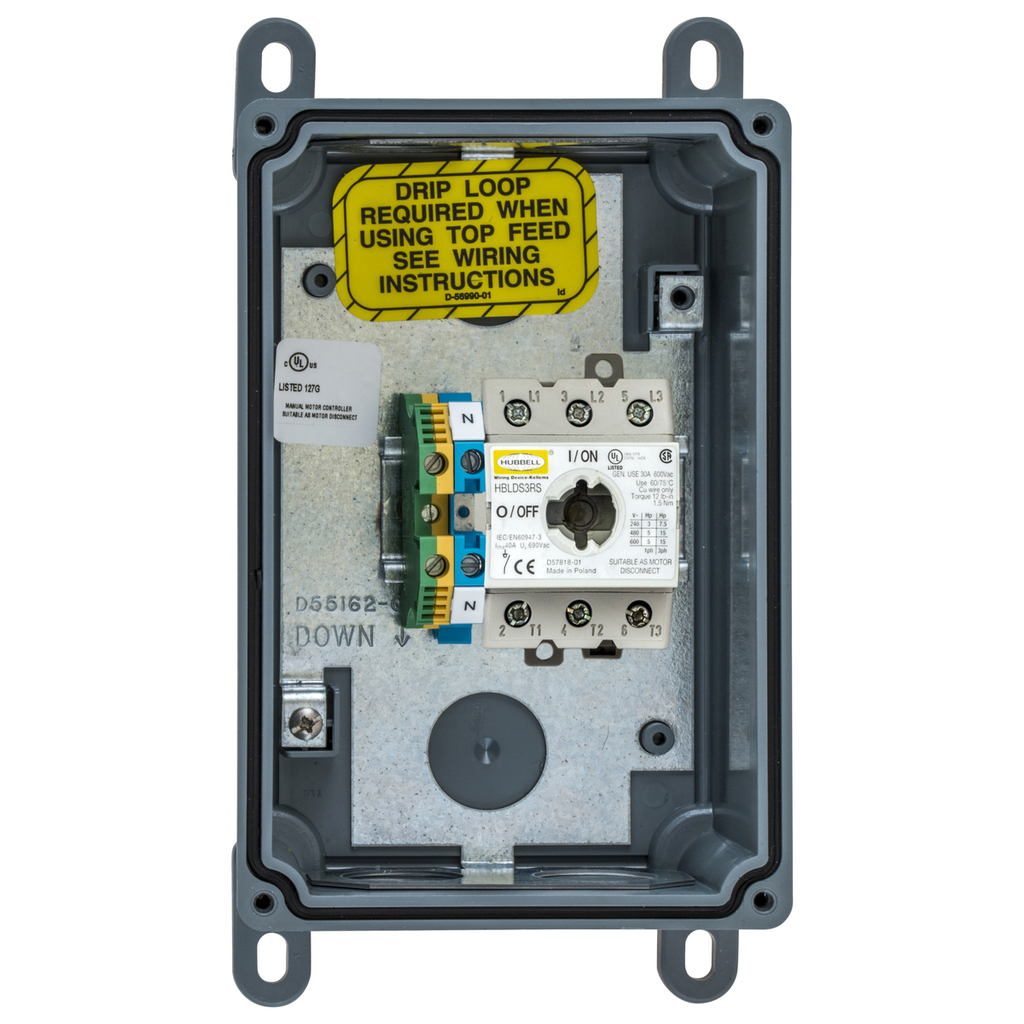 Hubbell HBLDS3VFD 30 Amp 3-Phase 3-Pole NEMA 4X Non-Metallic Unfused ...