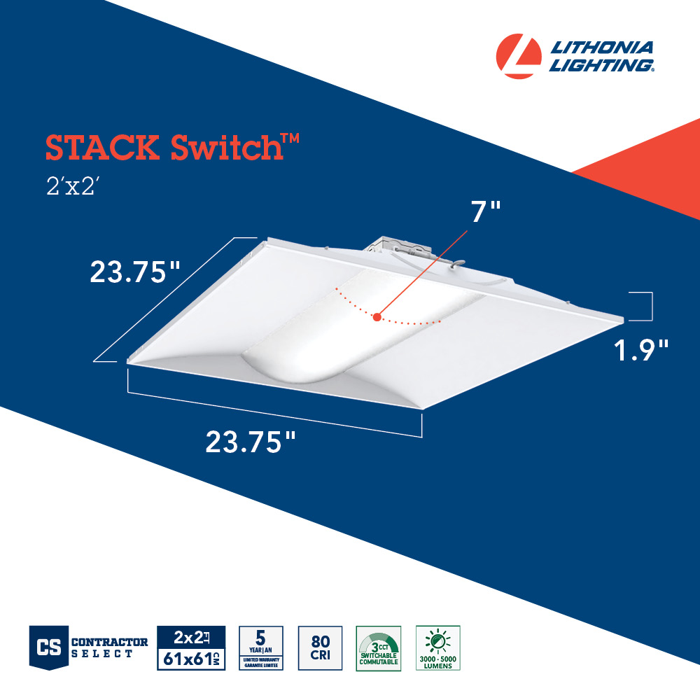 Lithonia STAKS-2X2-ALO3-SWW7 2x2 LED Center Element Lay-In Troffer ...