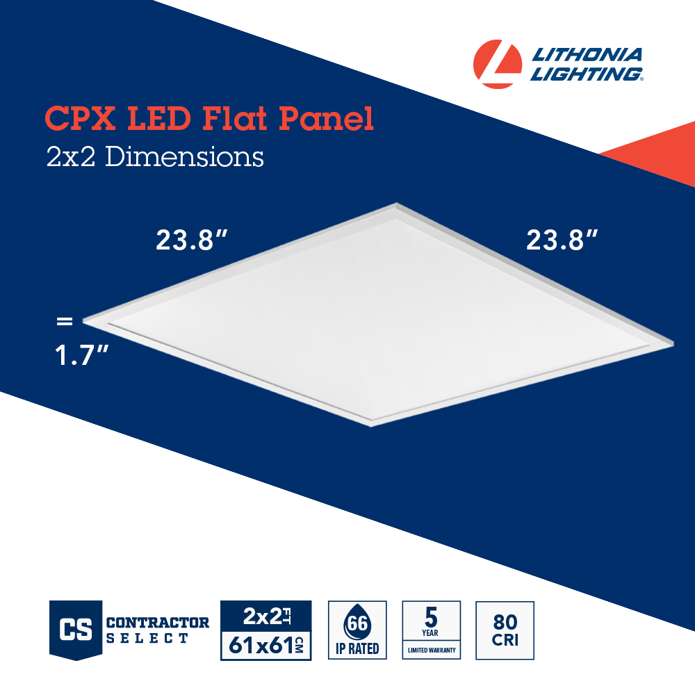 Lithonia CPX-2X2-3200LM-40K-M4 2x2 Flat Panel LED Fixture, 3200 Lumens ...