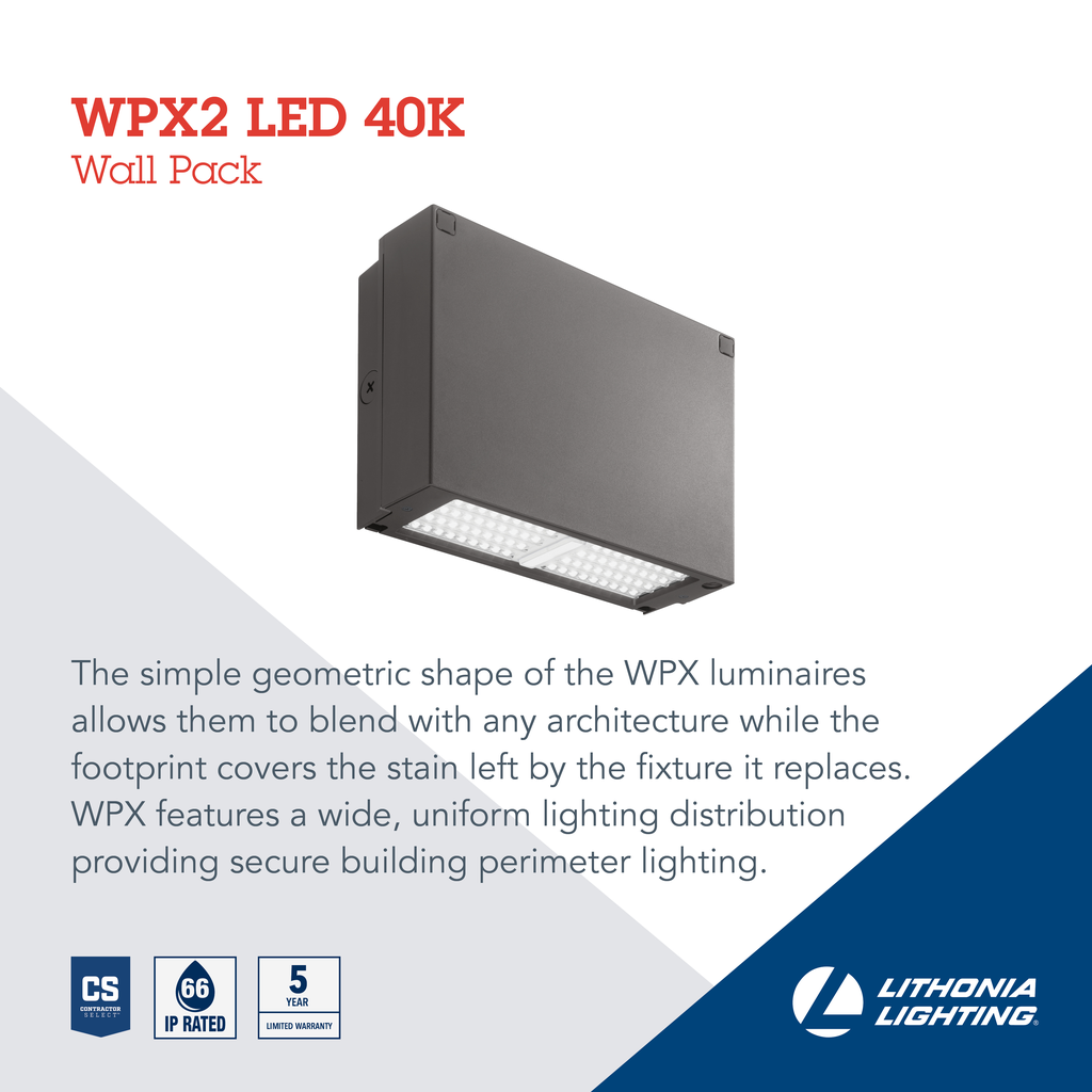 Lithonia WPX2-LED-40K-MVOLT-DDBXD-M2 LED Wall Pack, Full Cut-Off, 6000 ...