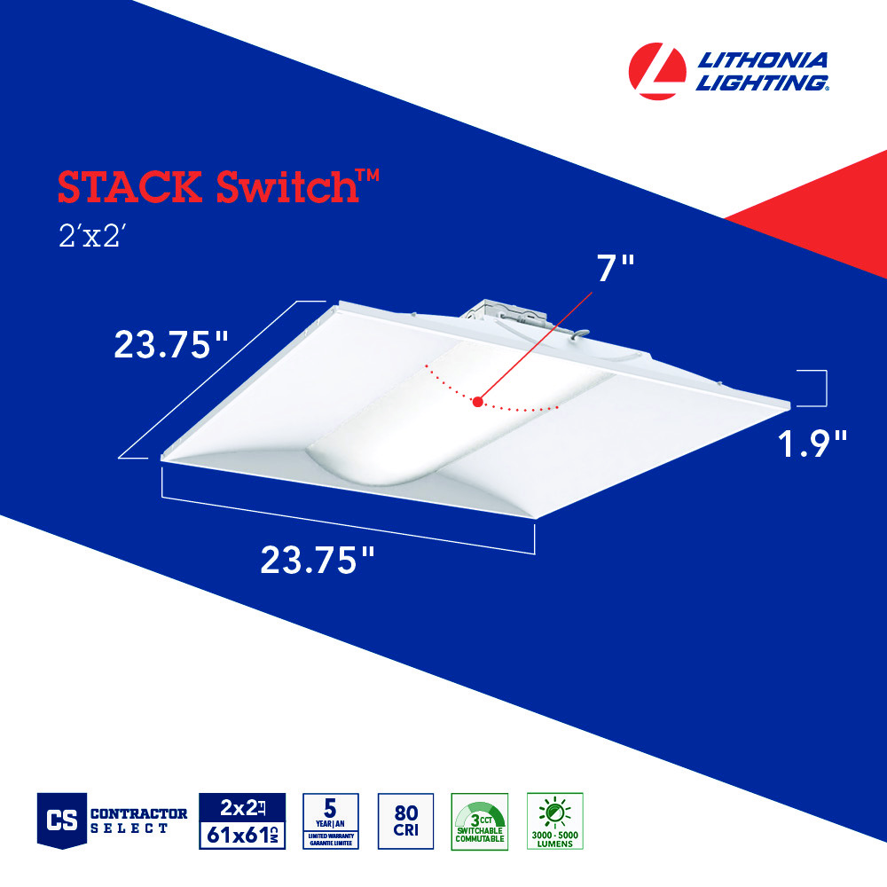 Lithonia STAKS-2X2-ALO3-SWW7 2x2 LED Center Element Lay-In Troffer ...