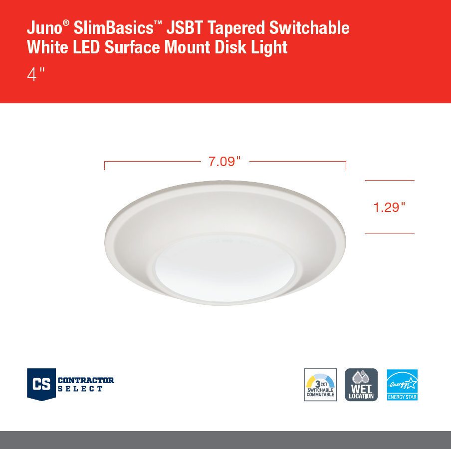 Juno JSBT-4IN-SWW2-90CRI-WL-MW-M6 4" SlimBasics Tapered Switchable LED ...