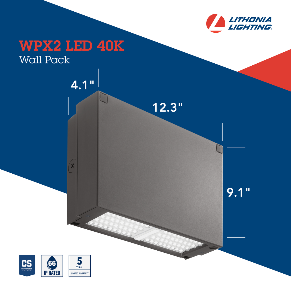 Lithonia WPX2-LED-40K-MVOLT-DDBXD-M2 LED Wall Pack, Full Cut-Off, 6000 ...