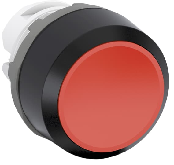 ABB MP1-10R Momentary Modular Pushbutton, Flush, Non-Illuminated, Black Plastic Bezel, Red ...