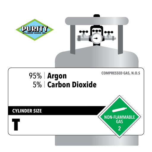 95% Argon, 5% Carbon Dioxide, T, Industrial, 335 FT3, High Pressure ...