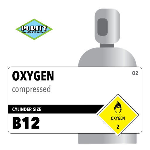Oxygen, B12, 2.5000, Industrial, 99.5000%, 3996 FT3, High Pressure ...