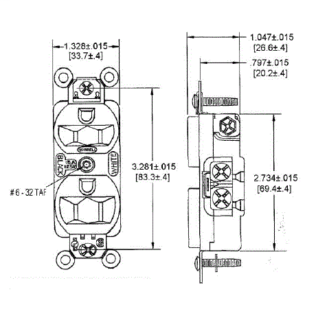 Hubbell HBL5252-I Ivory 15A 125V Duplex Receptacle. Extra Heavy Duty ...
