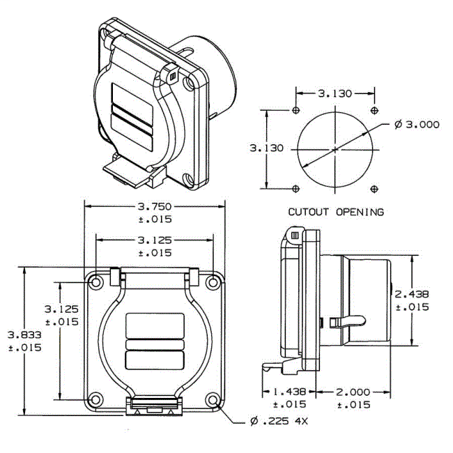 Hubbell HBL6375S REP Locking INLET, SPIDER 50A | Cooper Electric