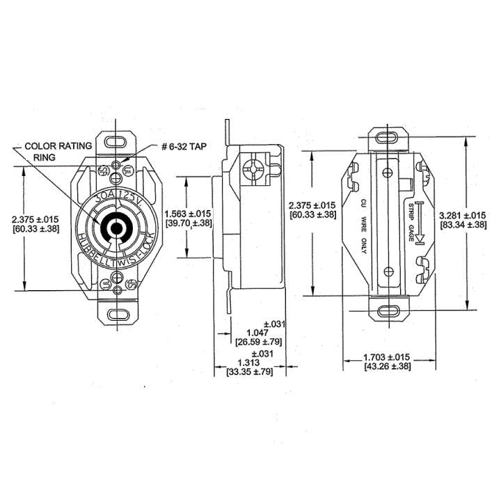 Hubbell HBL2610 30A 125V Twist-Lock Black Nylon Single Flush Receptacle ...