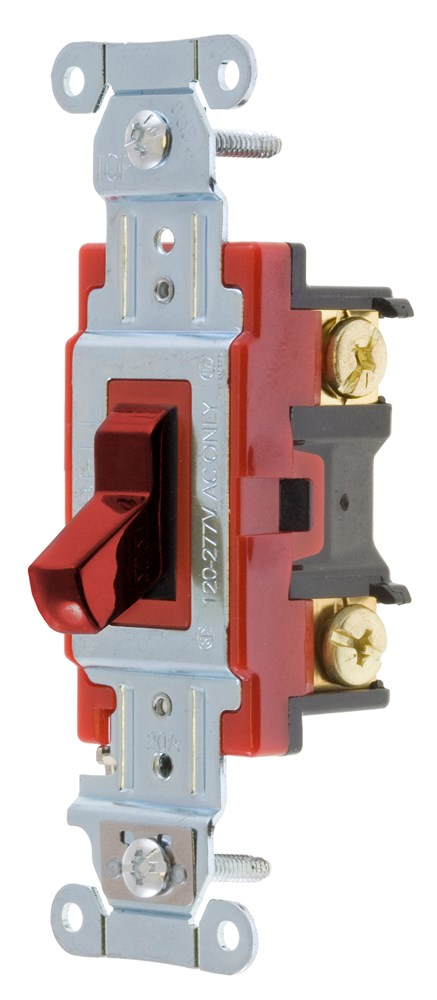 Hubbell 1223R Hubbell-PRO 3-Way Toggle Switch 20A 120/277V, Red | World ...