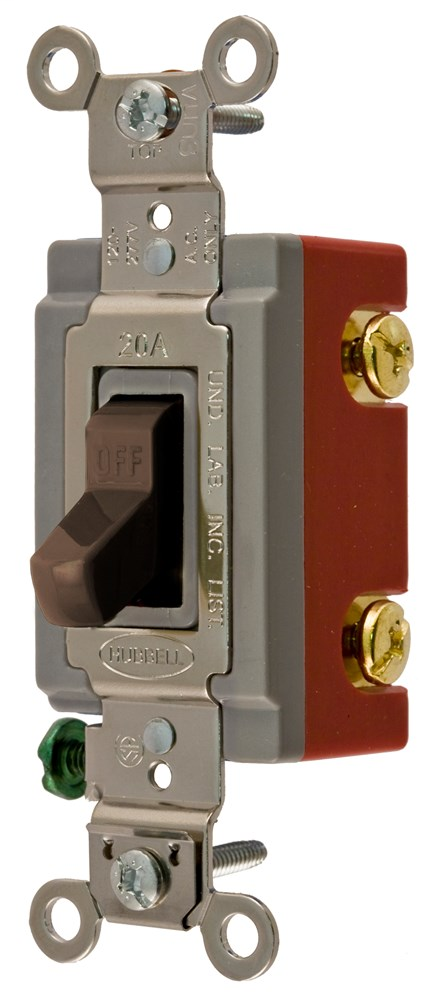 Hubbell HBL1221 20A 120/277V SP Brown Toggle Switch. Extra Heavy Duty ...