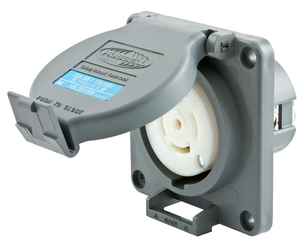 Hubbell HBL2810SW 30 Amp 120/208 VAC 4-Pole 5-Wire NEMA L21-30R Gray ...
