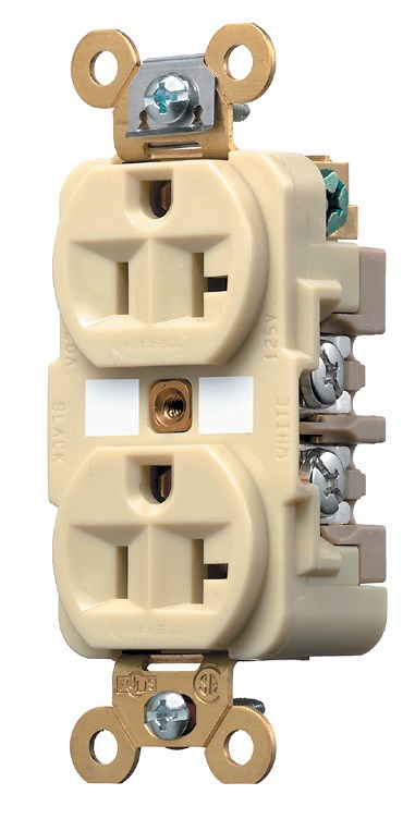 Hubbell HBL5362-W White 20A 125V Duplex Receptacle. Extra Heavy Duty ...