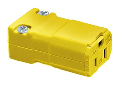 2-Pole 3-Wire Grounding, 15A 125V, 5-15R, Yellow Nylon | Mayer Electric