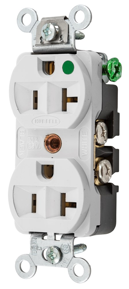 Hubbell HBL8300HW 20 Amp 125 Volt 2-Pole 3-Wire NEMA 5-20R White ...