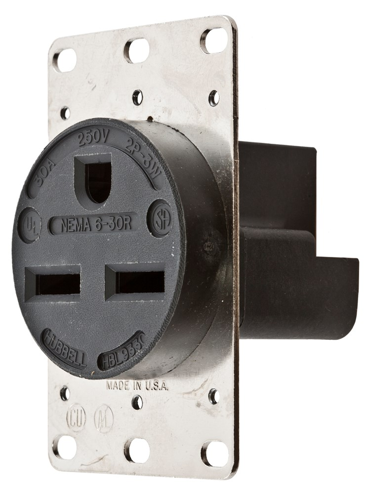 Hubbell HBL9330 Black 30A 250V Single Flush Heavy-Duty Receptacle ...
