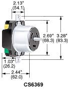 Hubbell CS8169 50 Amp 480 VAC 3-Phase 3-Pole 4-Wire Black Locking ...