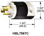 Hubbell HBL7567-C 10A 250V / 15A 125V Non-NEMA Twist-Lock INSULGRIP ...