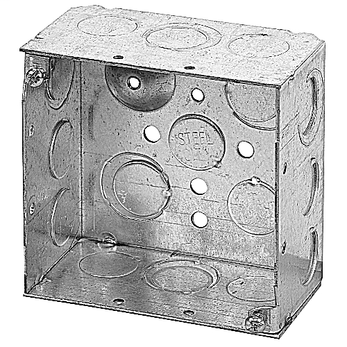 Steel-City 52171-1/2-3/4-E 4" Steel Square Box, 2-1/8" Deep, 30.3 cu.in ...