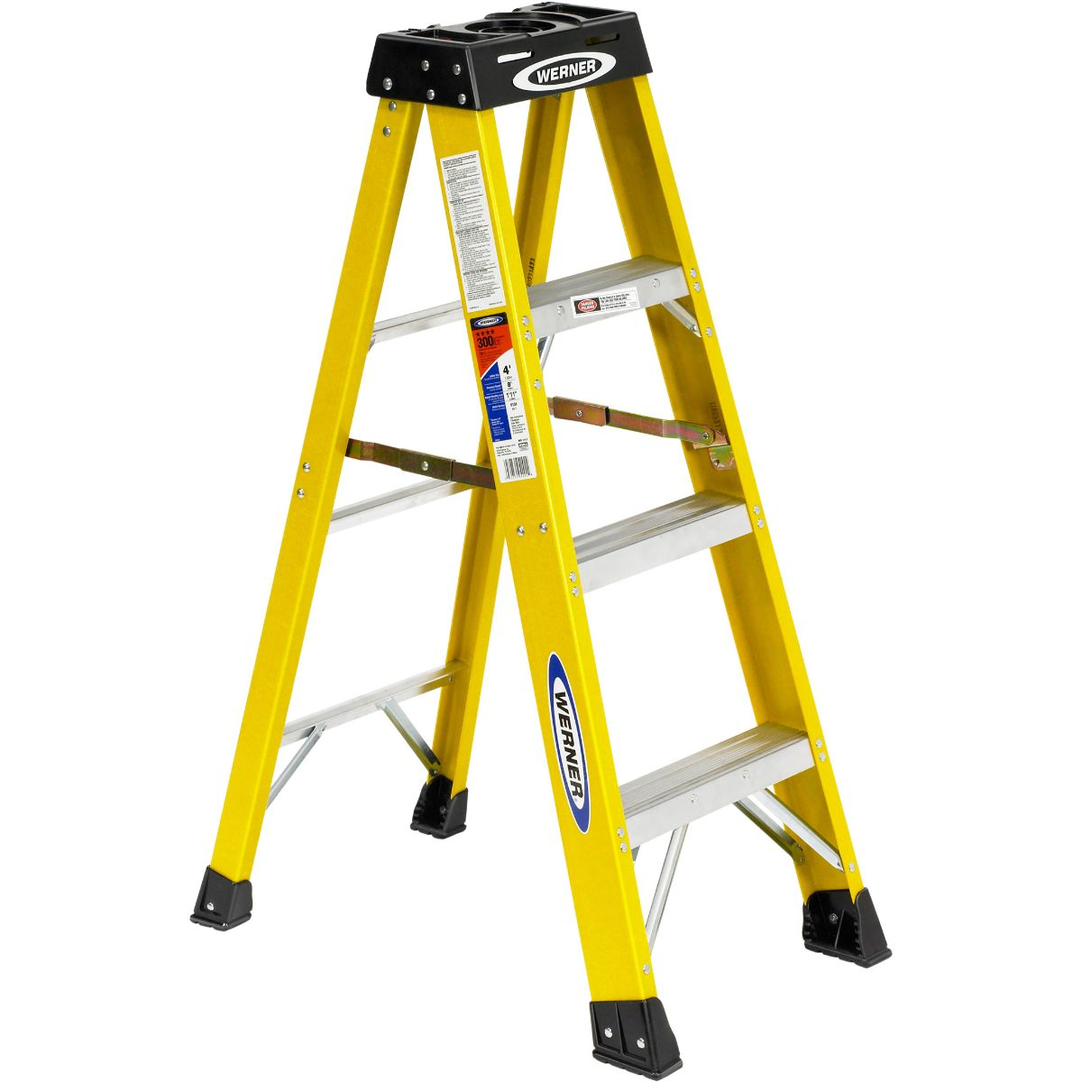 Werner 6104 4ft Fiberglass Stepladder, 300lb Load Capacity | Irby Utilities