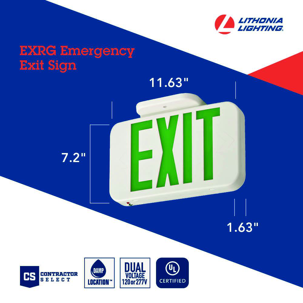 Lithonia EXRG-EL-M6 LED Exit Sign, Switchable Red / Green Thermoplastic ...