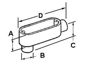 EMT Conduit Body, Type LB, Set Screw, Aluminum, Size 3 Inch