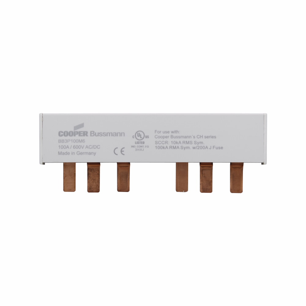 Bussmann Series BB3P100M6 100 Amp 3-Phase 6-Pin Assembled Busbar ...