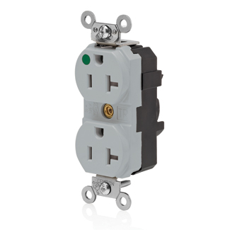 Lev-Lok Duplex Receptacle Outlet, Extra Heavy-Duty Hospital Grade, Tamper-Resistant, Illuminated ...