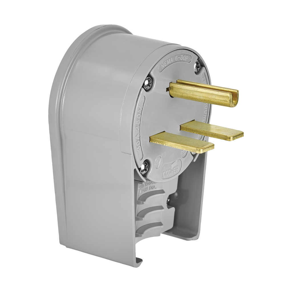 30A 250V Angled Straight Blade Power Plug, 2-Pole 3-Wire Grounding, 6 ...