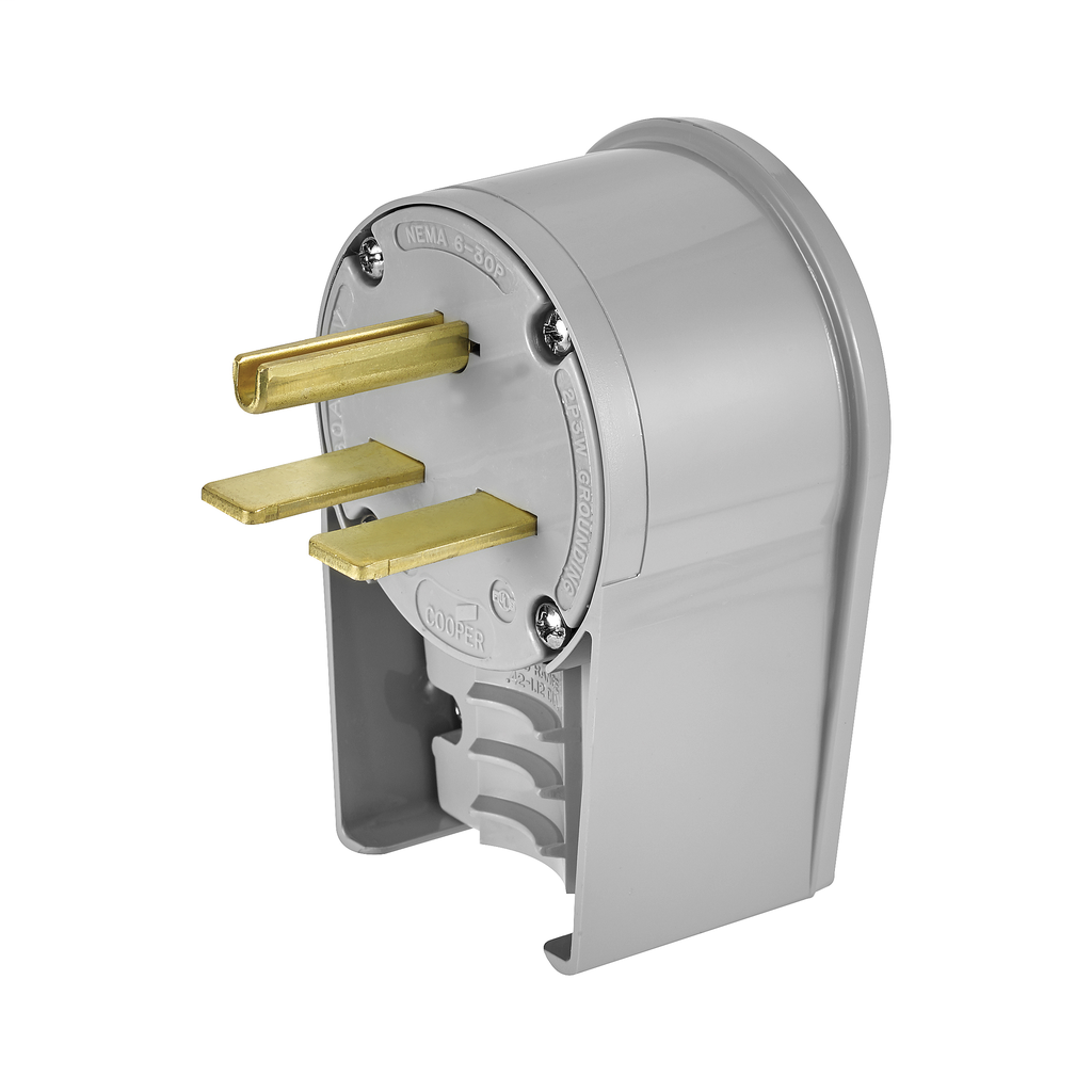 30A 250V Angled Straight Blade Power Plug, 2-Pole 3-Wire Grounding, 6 ...