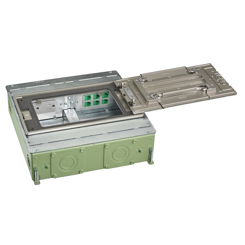 Hubbell CFB4G30CR 3 Inch 4-Gang Steel Recessed Concrete Floor Box with ...