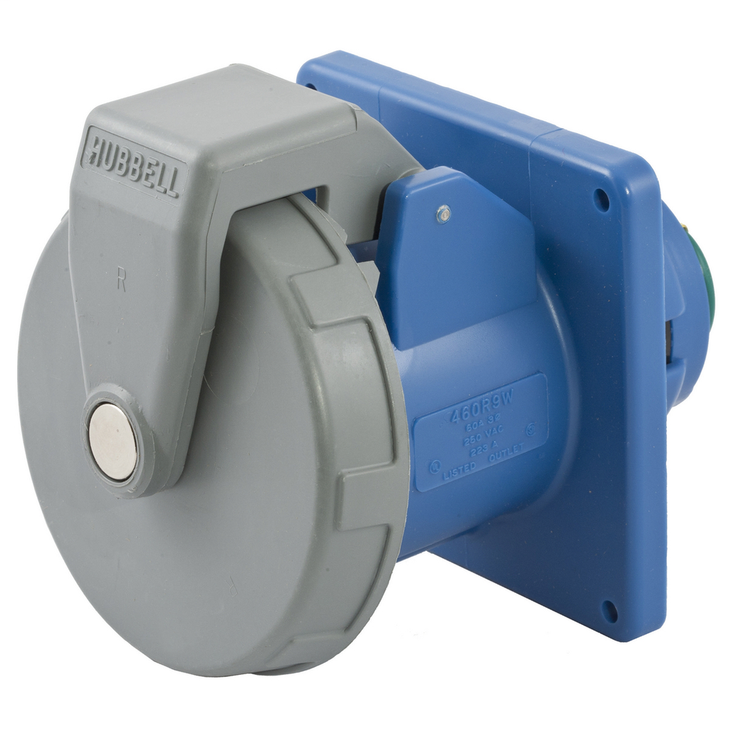 Hubbell HBL460R9W 60 Amp 250 Volt 3-Phase 3-Pole 4-Wire Watertight IEC ...