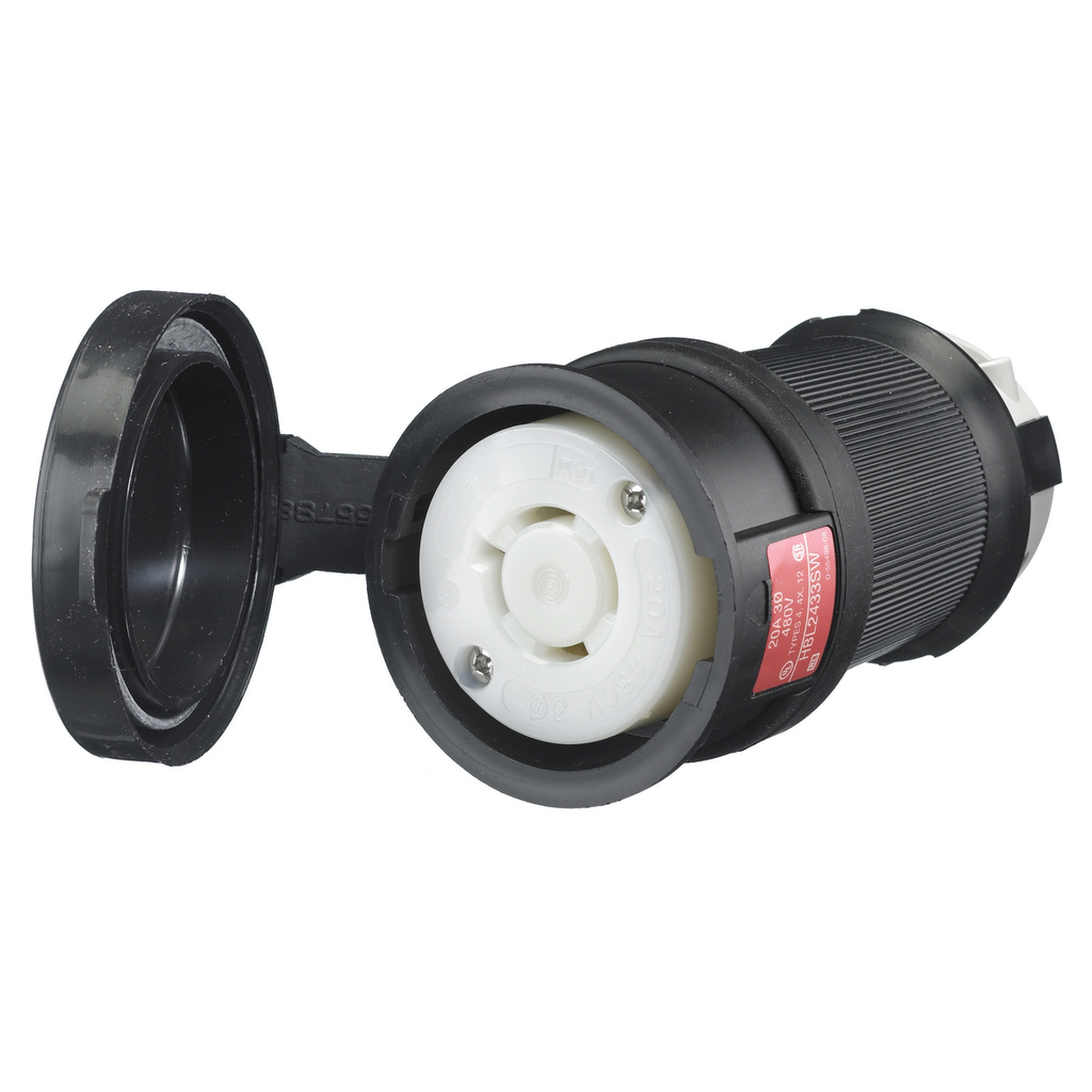Hubbell HBL2433-SW 20A 3Ph 480V AC Twist-Lock Watertight SAFETY-SHROUD ...