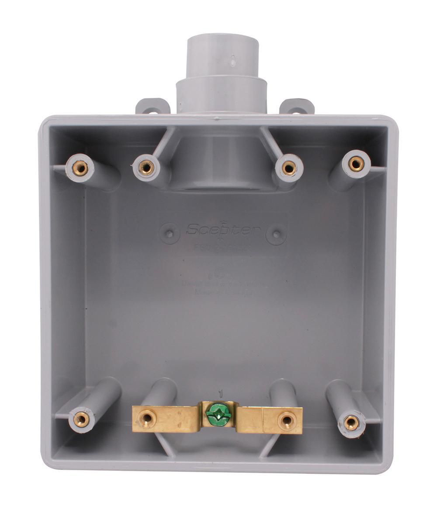 Ipex 077364 2-Gang Plastic FS Outlet Box, 1/2", 3/4" & 1" Hubs, 38.5 cu ...
