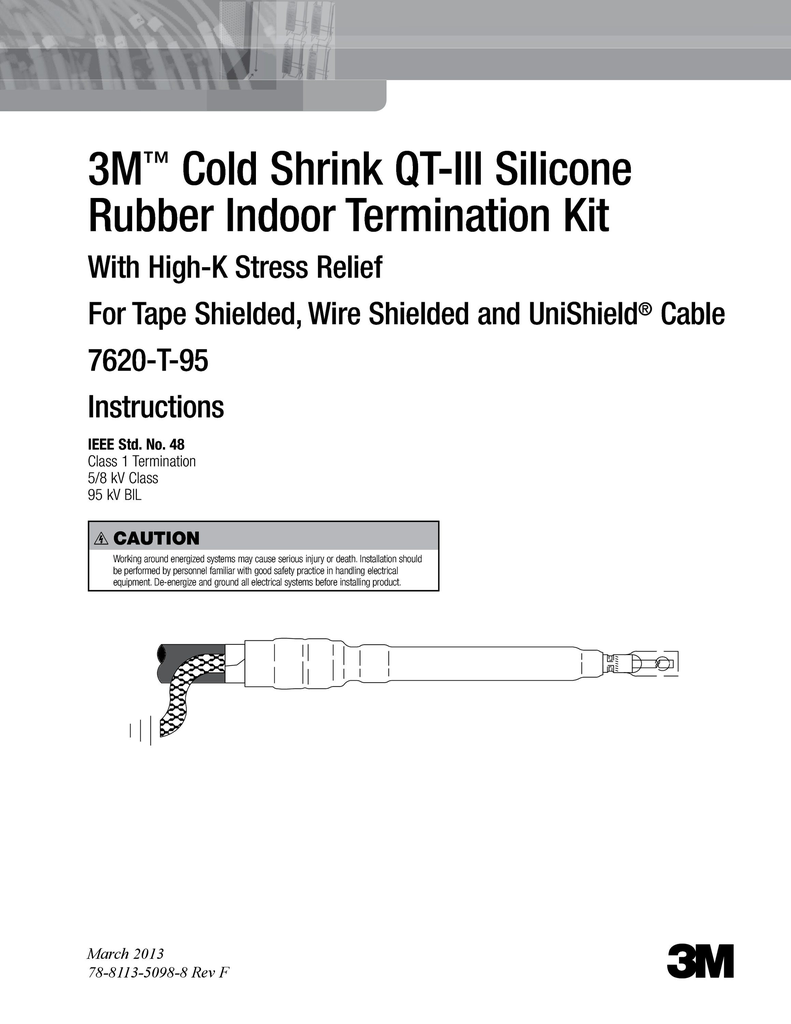3M 7620-T-95 Cold Shrink Non-Skirted Termination Kit, 3 Terms per Kit ...