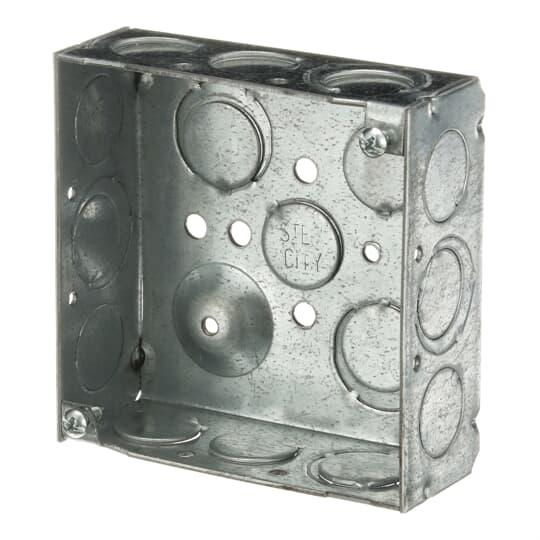 Steel City 52151-1/2-3/4-EW-GB 4" Steel Square Box, 1-1/2" Deep, 21 cu ...