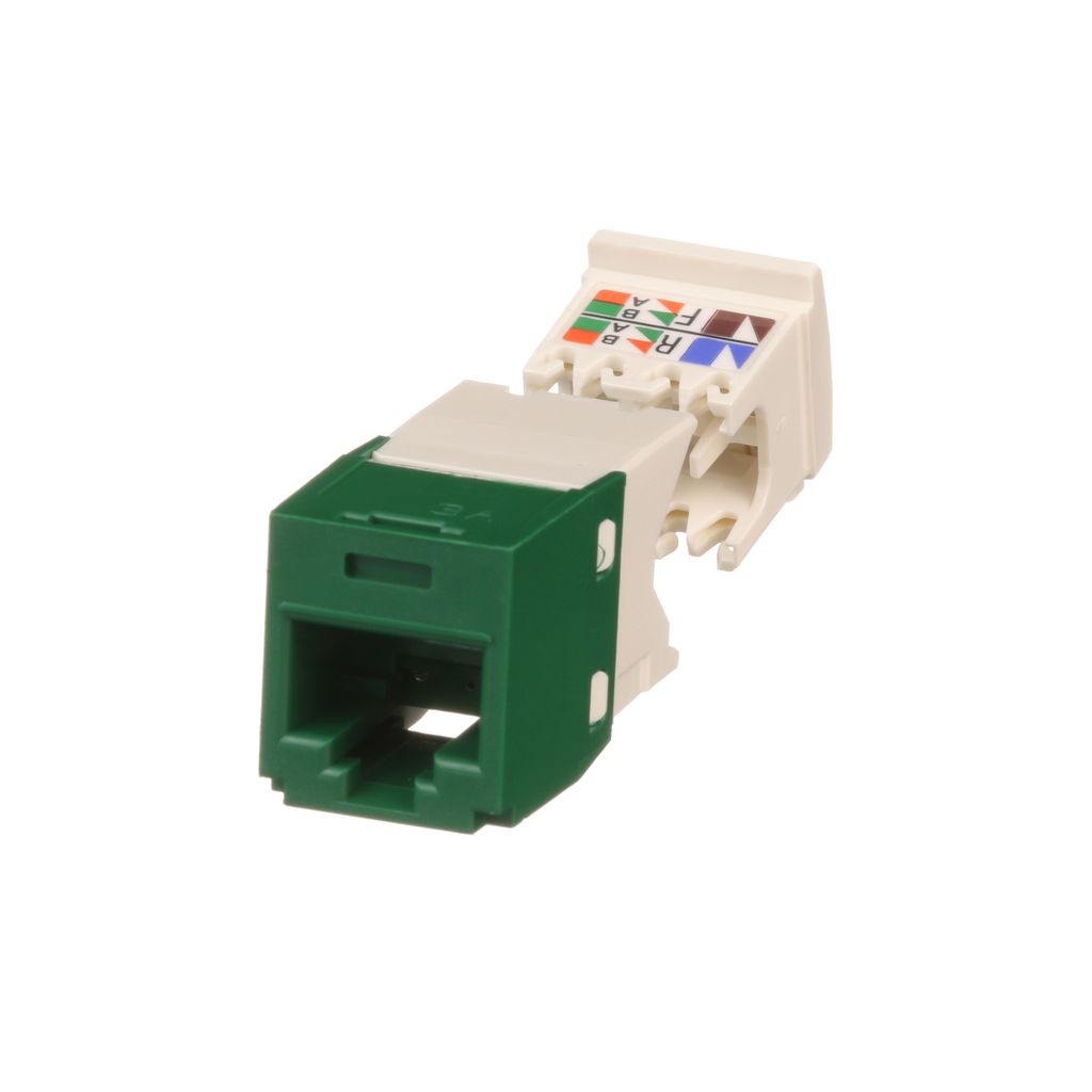 Mini-Com® UTP RJ45 Cat 6 TG Jack Module, Green | Mayer Electric