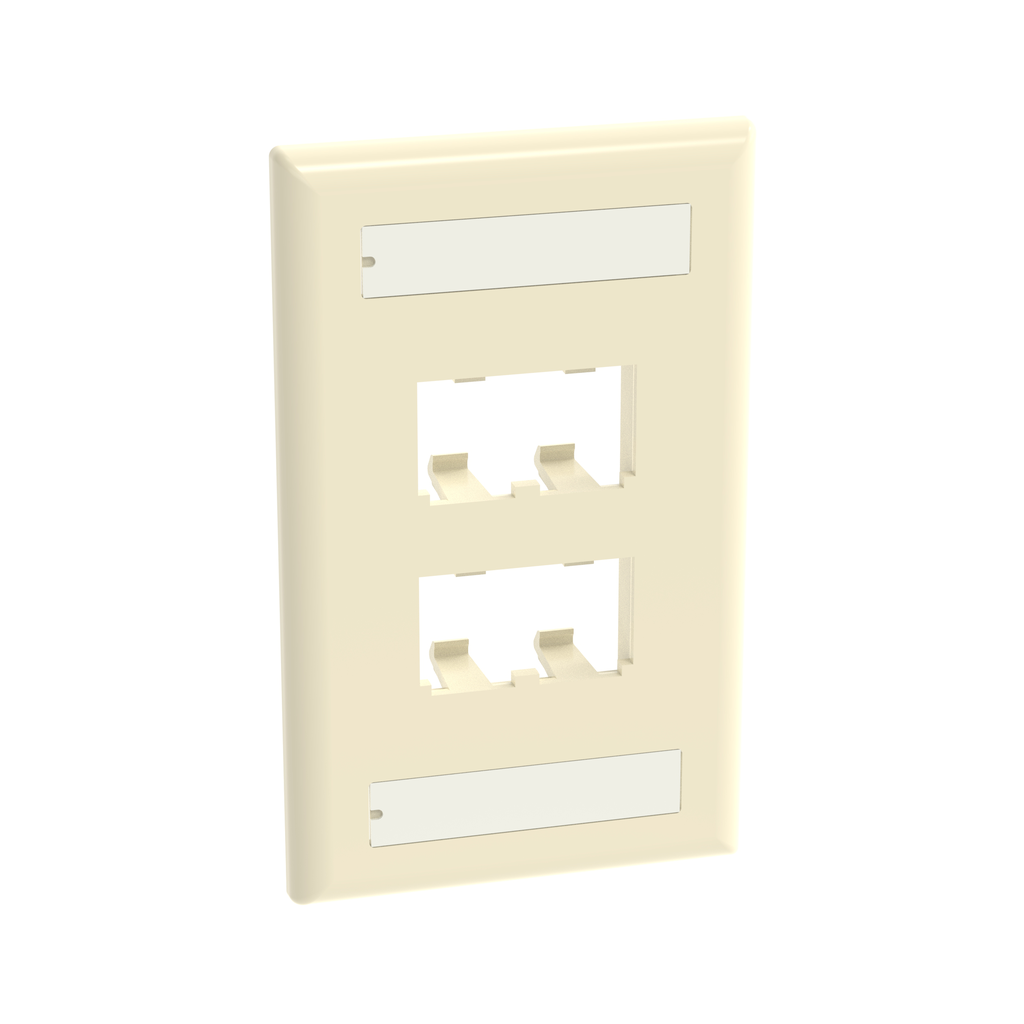 Mini-Com®, Classic, Faceplate, 4 port, Electric Ivory | Mayer Electric