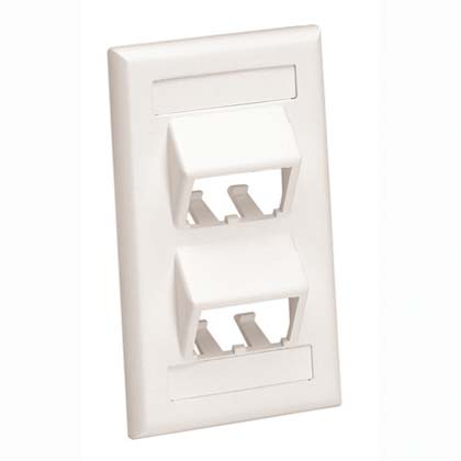 Mini-Com®, Classic, Sloped, Faceplate, 4 port, Off White | Mayer Electric