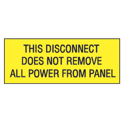 Panduit PVS0204C178Y Vinyl Adhesive Sign, 2.25"x4.50", 'This Disconnect ...