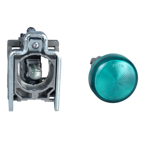 XB4BV63 - Green complete pilot light Ø22 plain lens with BA9s bulb 250V ...