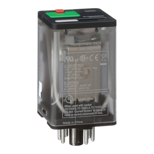 750XBXRM4L-240A - General purpose relay, Legacy, 750R, DPDT, 10A, 240 ...