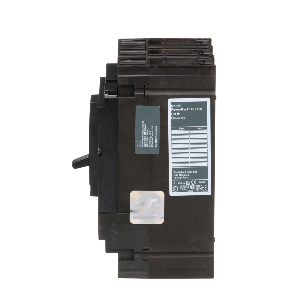 Square D HDL36100 600 Volt 100 Amp Molded Case Circuit Breaker ...