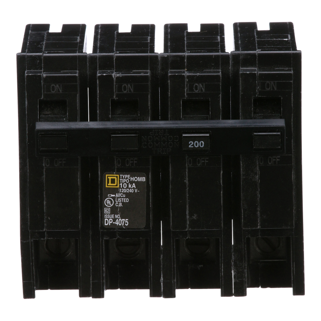 Square D HOM2200 2-Pole 200 Amp 120/240 Volt Plug-On Thermal Magnetic ...