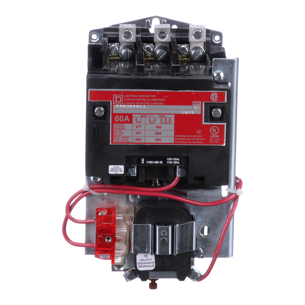 Square D 8903SPO11V02 110/120 VAC 60 Amp 3-Pole Open Type Mechanically ...